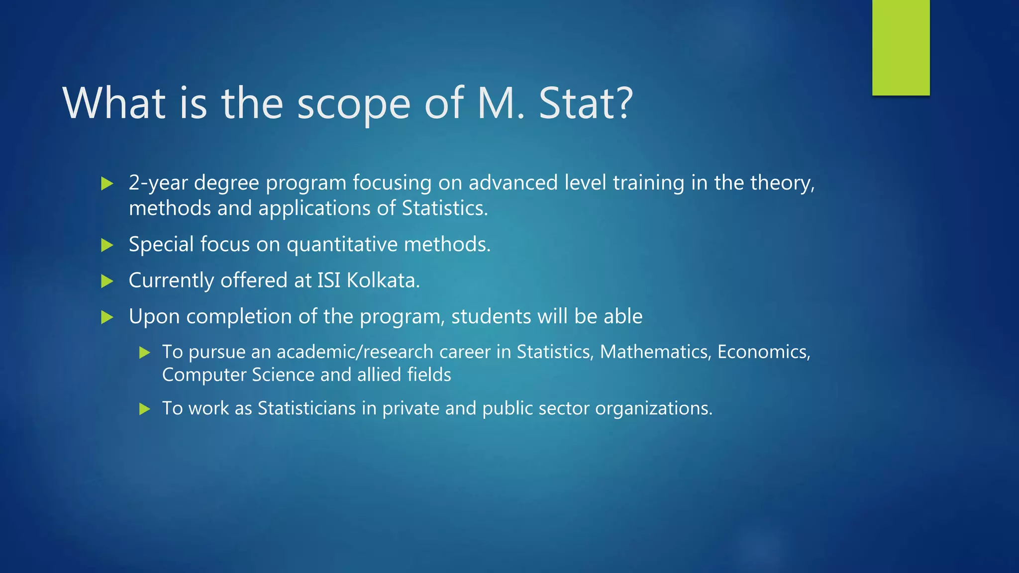 ISI Master of Statistics (M. Stat) Information | PPTX