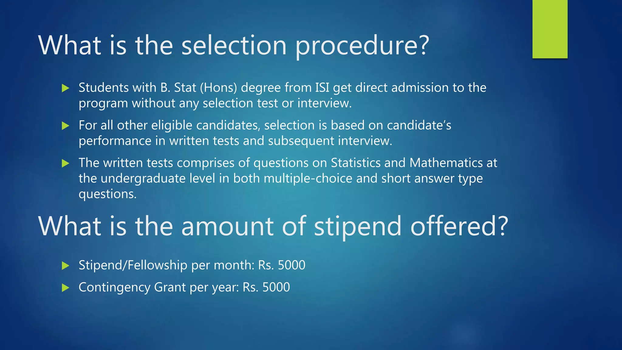 ISI Master of Statistics (M. Stat) Information | PPTX