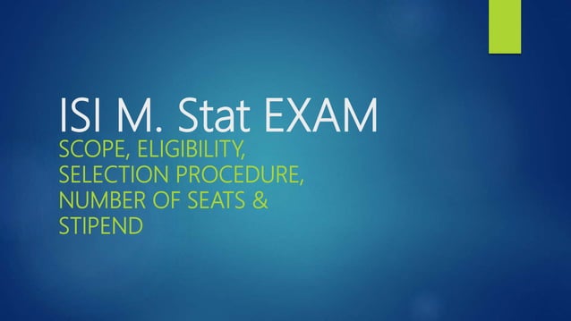ISI Master of Statistics (M. Stat) Information | PPTX | Education