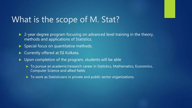 ISI Master of Statistics (M. Stat) Information | PPTX | Education