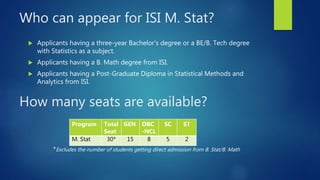 ISI Master of Statistics (M. Stat) Information | PPTX