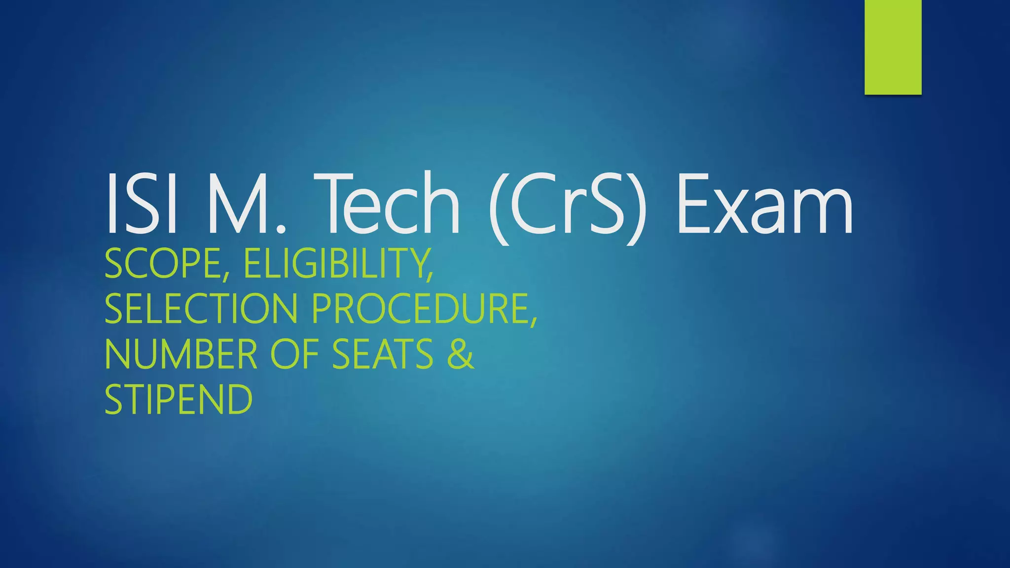 ISI Master of Technology in Cryptology and Security (M. Tech CrS) Information | PPTX