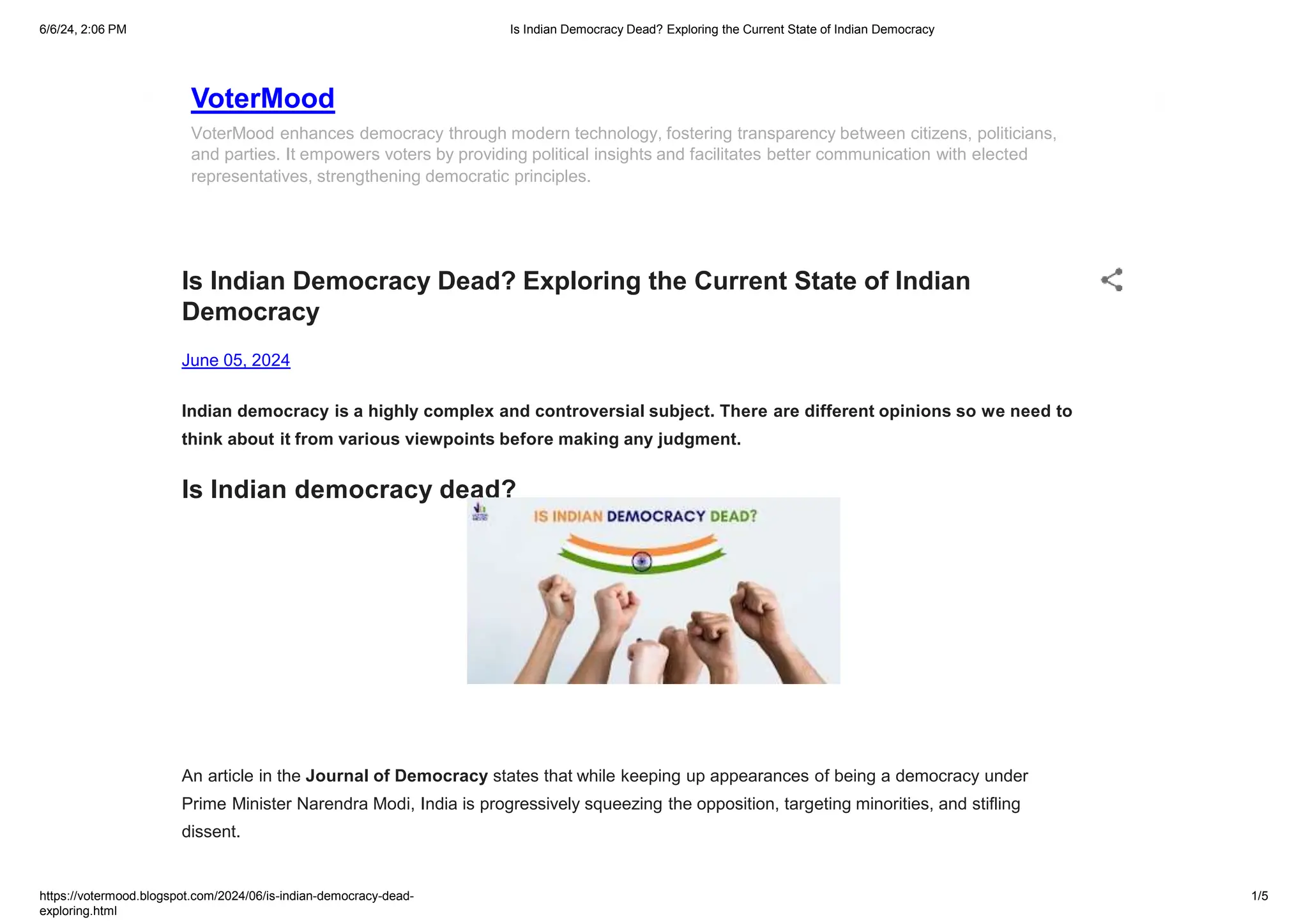 Is Indian Democracy Dead- Exploring the Current State of Indian ...