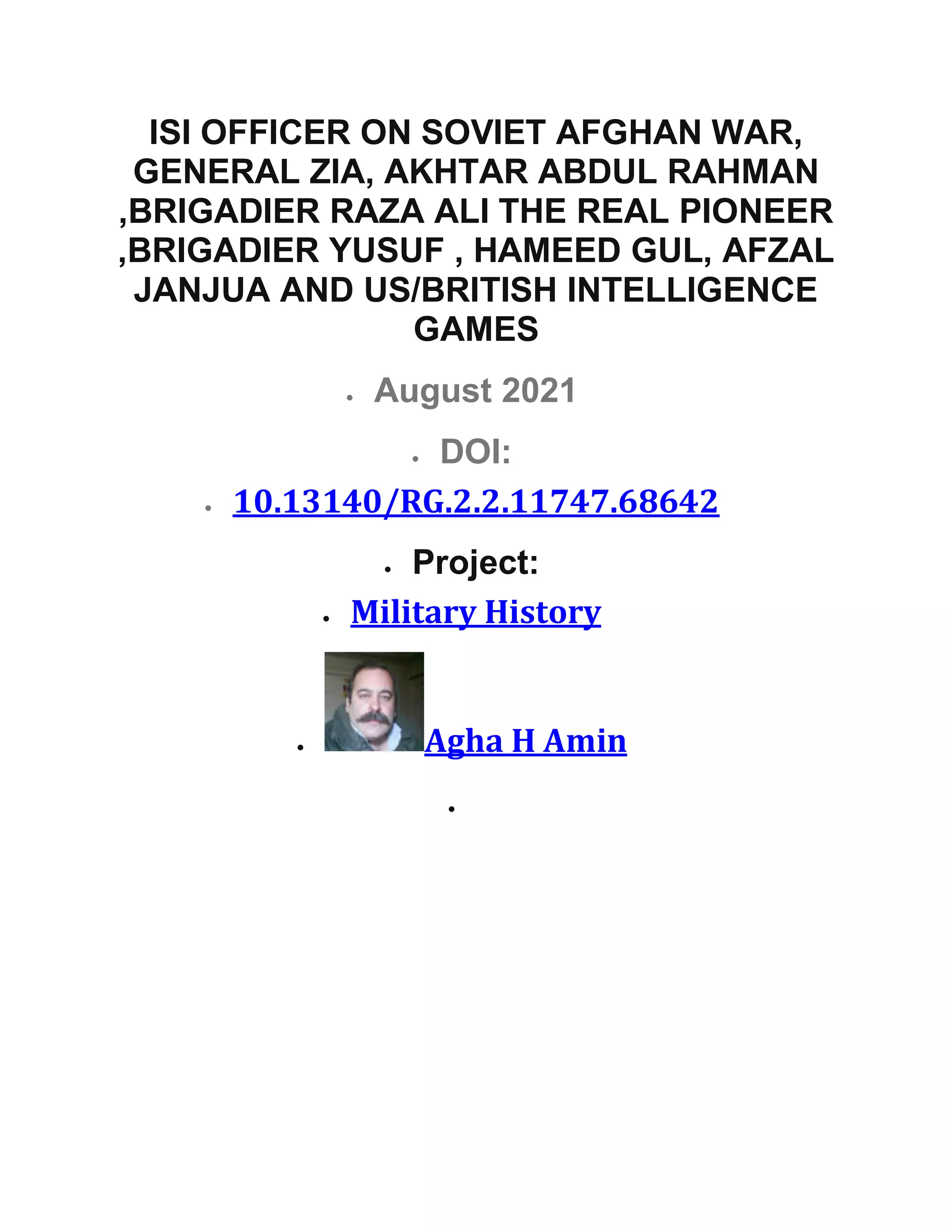 ISI OFFICER ON SOVIET AFGHAN WAR, GENERAL ZIA, AKHTAR ABDUL RAHMAN ...