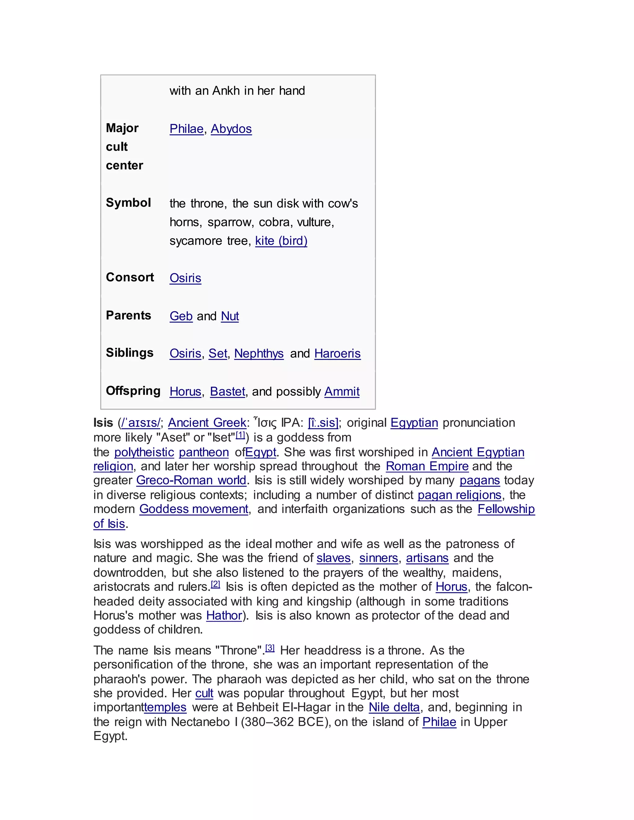 Isis ancient greek original egyptian pronunciation more likely aset or ...