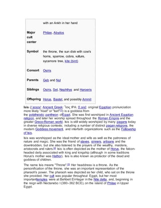 Isis ancient greek original egyptian pronunciation more likely aset or ...