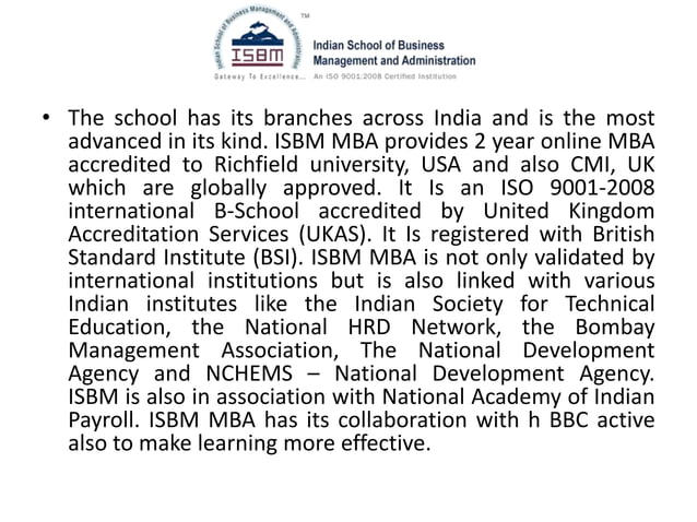 Is isbm mba valid | PPT