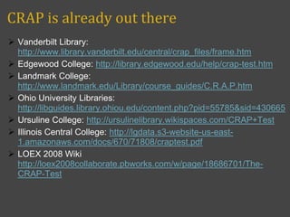 Is It CRAP? Using a Memorable Acronym to Teach Critical Website ...