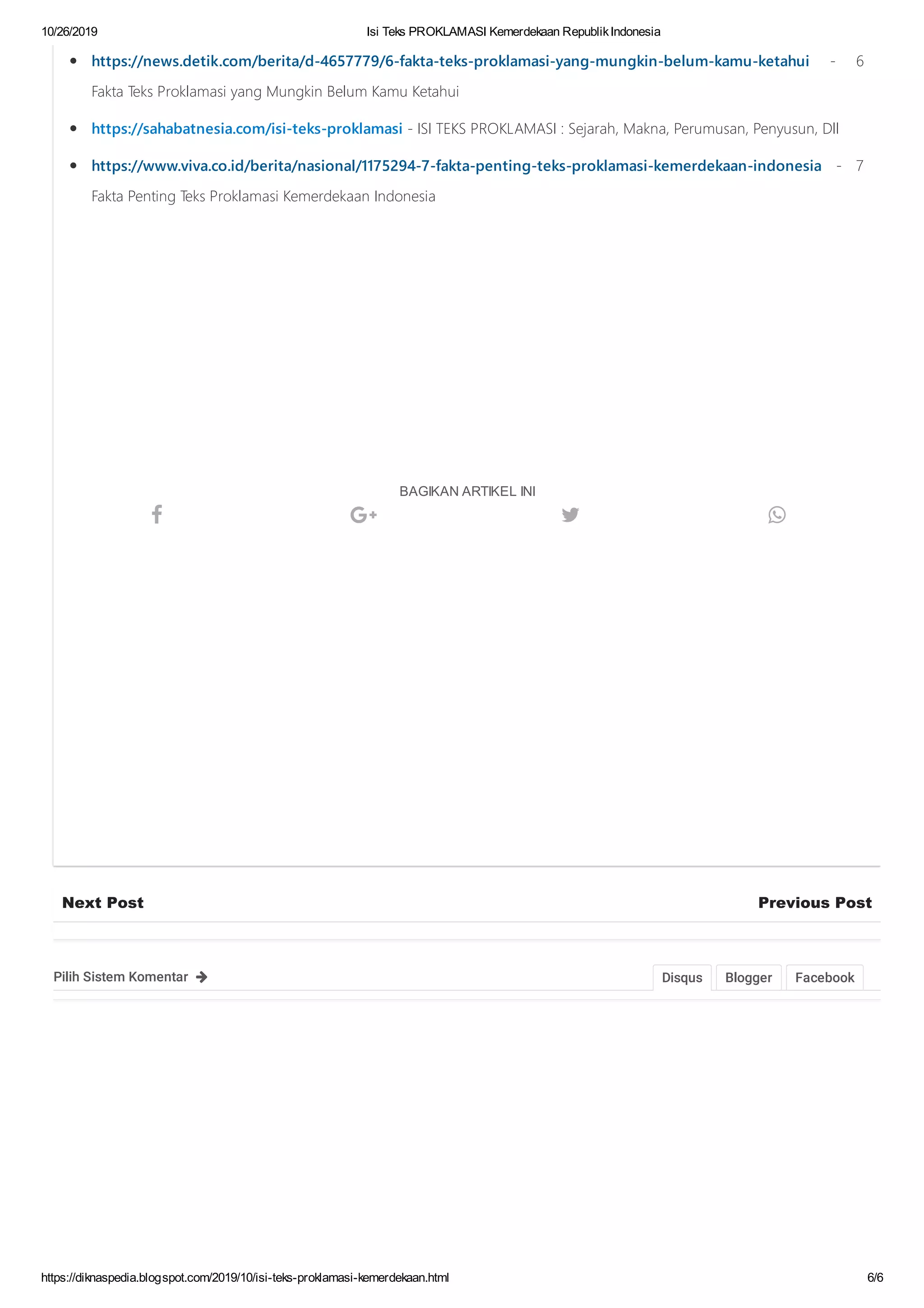 Isi naskah teks proklamasi kemerdekaan republik indonesia | PDF