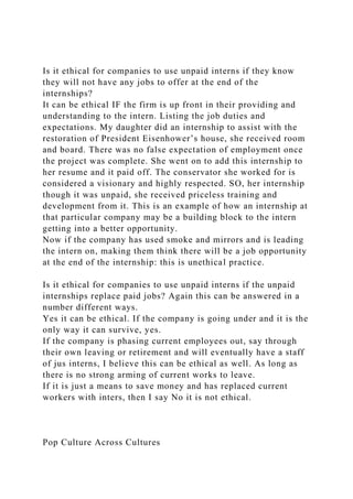 Is it ethical for companies to use unpaid interns if they know the.docx