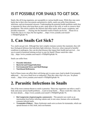 IS IT POSSIBLE FOR SNAILS TO GET SICK..docx