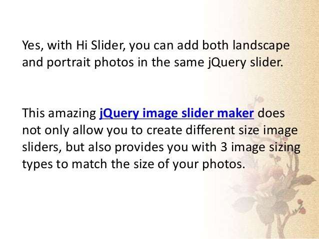 Is It Possible To Use Landscape And Portrait Photos In The Same Jquery Slider With Hi Slider