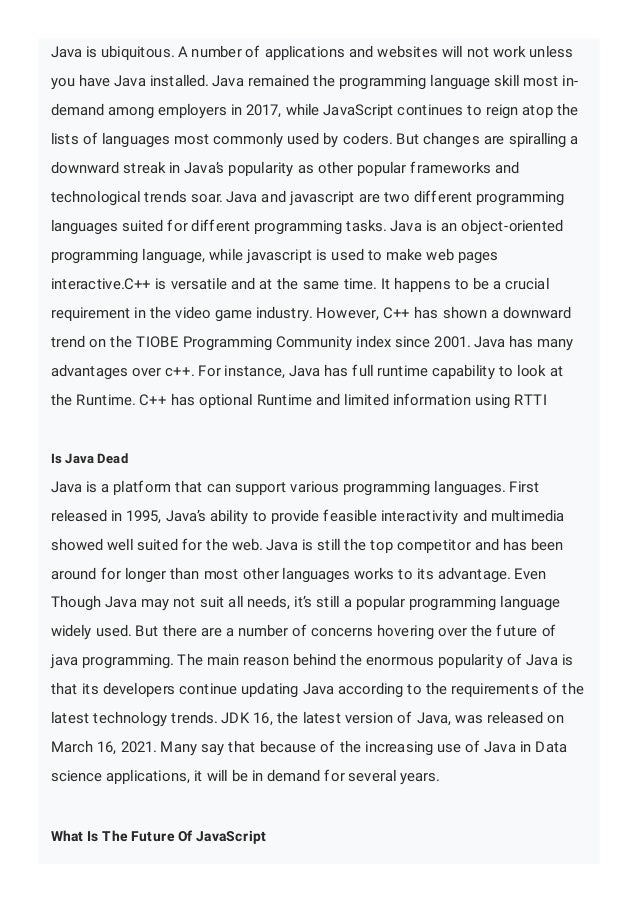 Is java dead or still relevant in 2022 | PDF