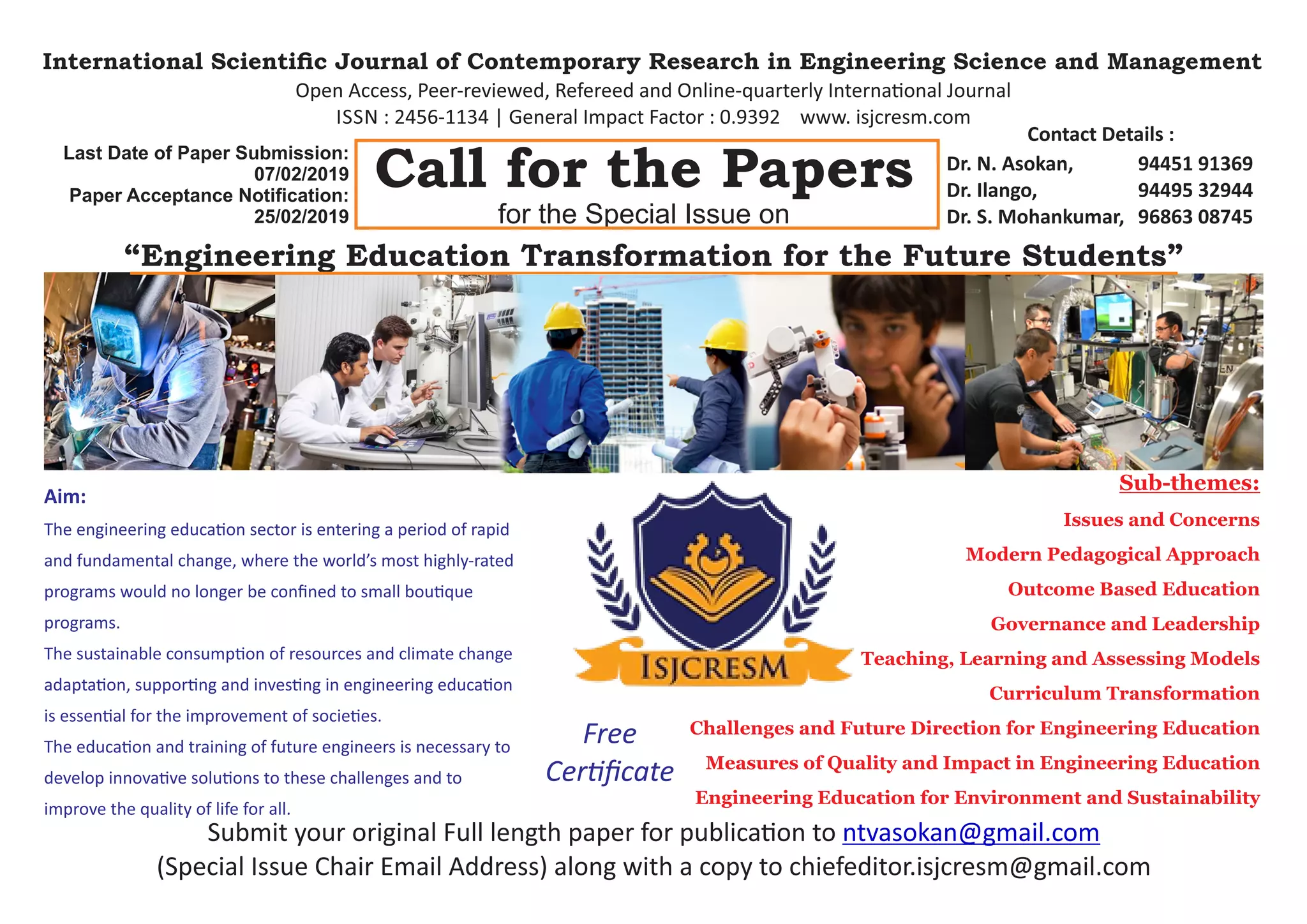 Isjcresm: “Engineering Education Transformation for the Future Students ...