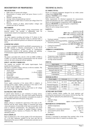 Iskra MC 760 Network Analyzer - Datasheet Manual | PDF