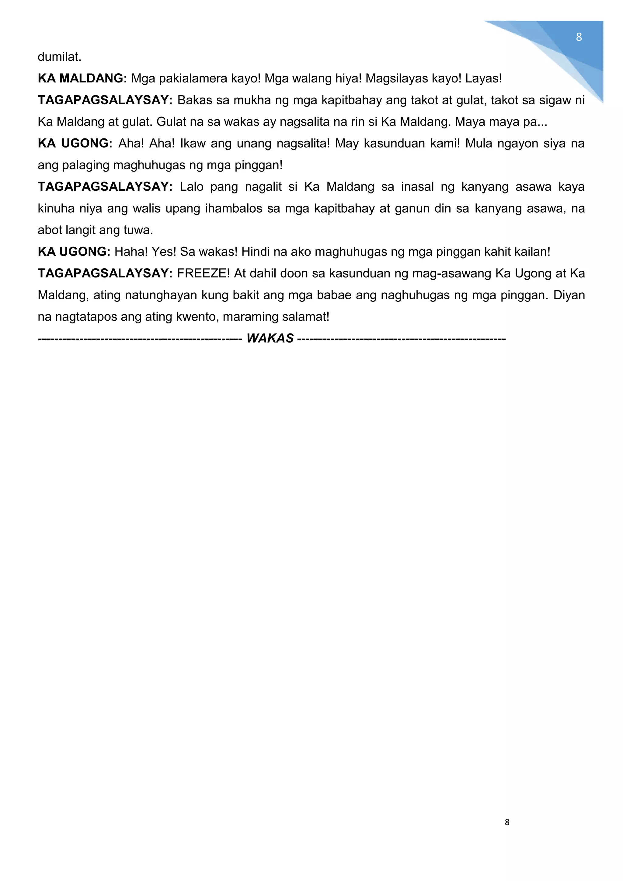 BAKIT BABAE ANG NAGHUHUGAS NG MGA PINGGAN? | DOCX