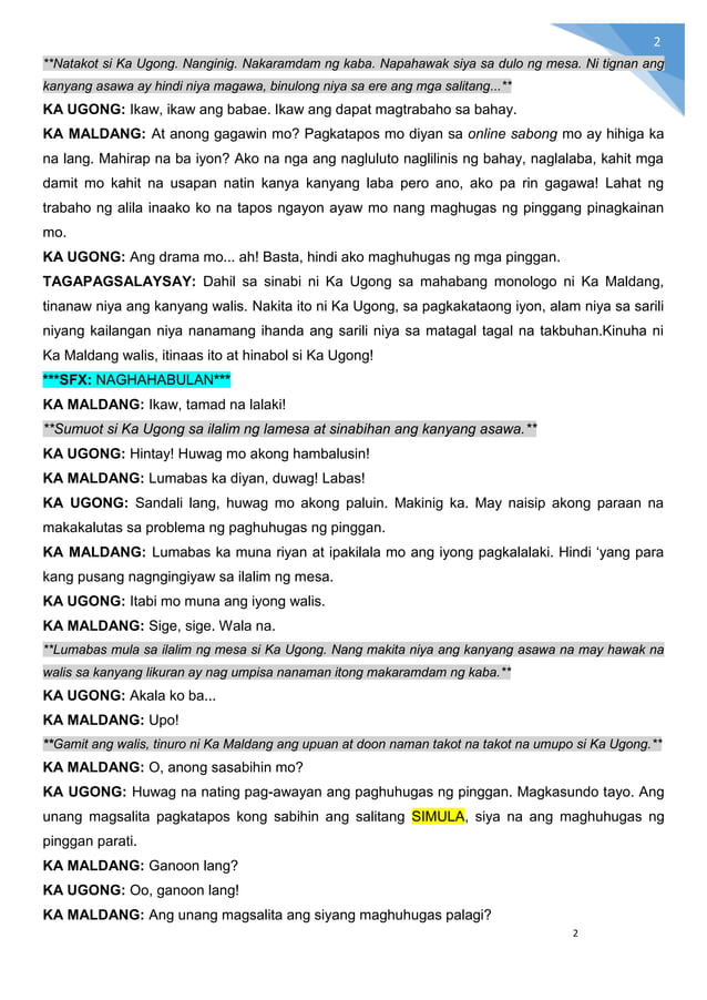 BAKIT BABAE ANG NAGHUHUGAS NG MGA PINGGAN? | DOCX