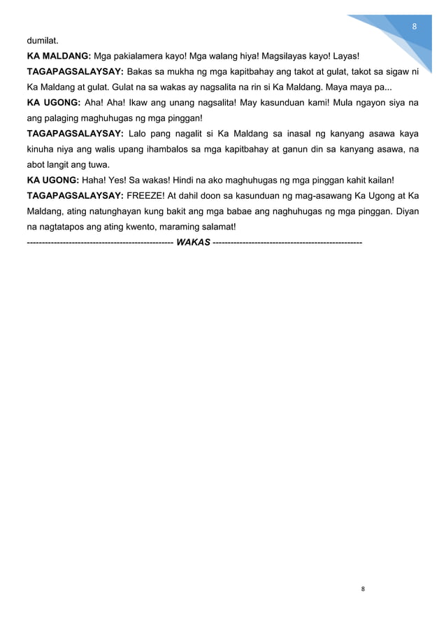 BAKIT BABAE ANG NAGHUHUGAS NG MGA PINGGAN? | DOCX