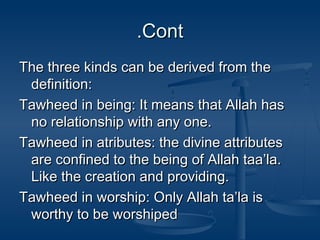 Isl. lecture#5 tawheed | PPT