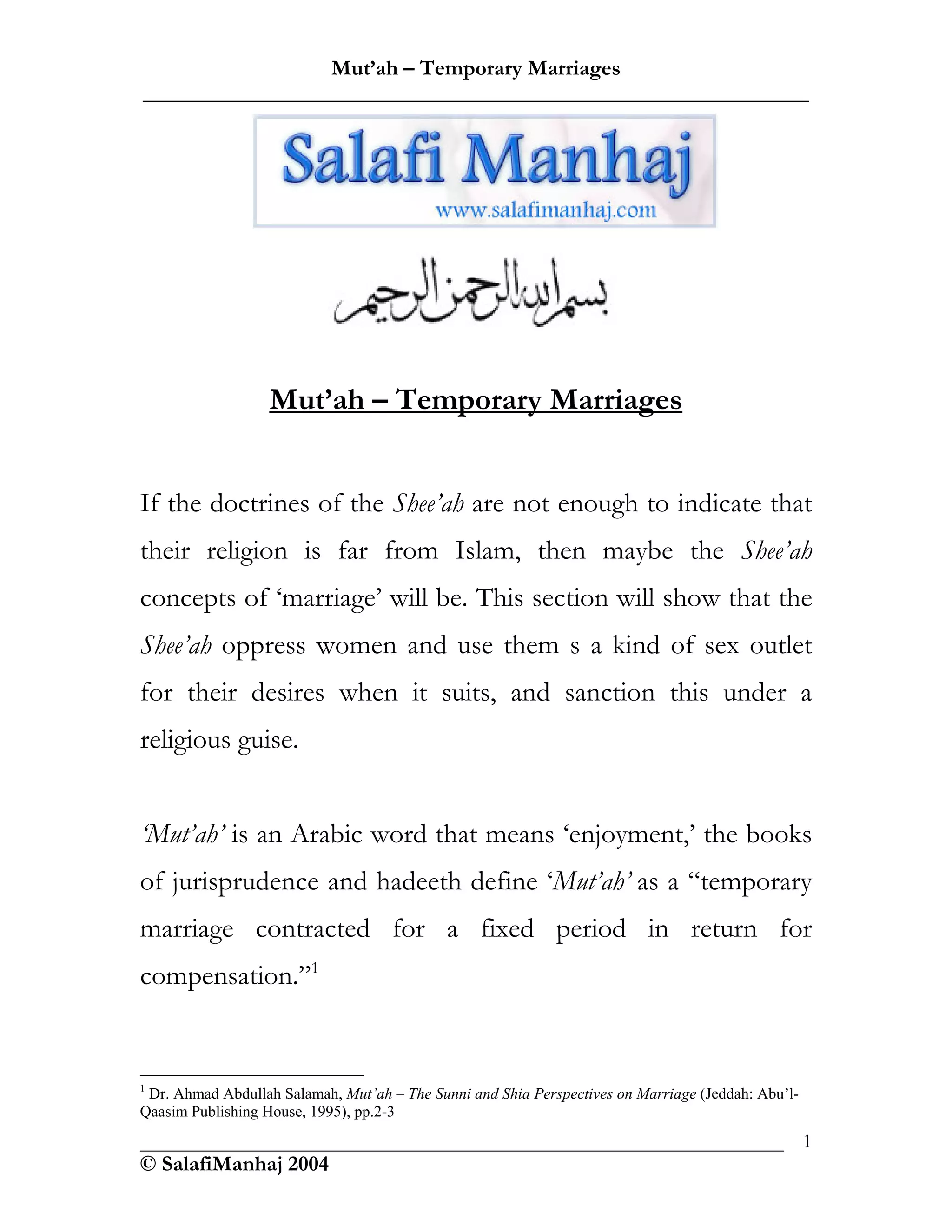 Islam temporary marriage (Mutah) | PDF | Islam | Religion & Spirituality