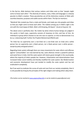 Islam - The solution to Casteism and Rascism | DOCX