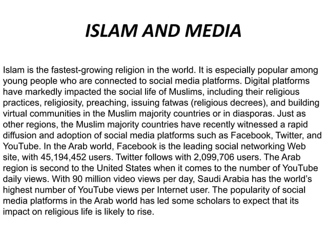 Islam and Social Media | PPTX | Islam | Religion & Spirituality