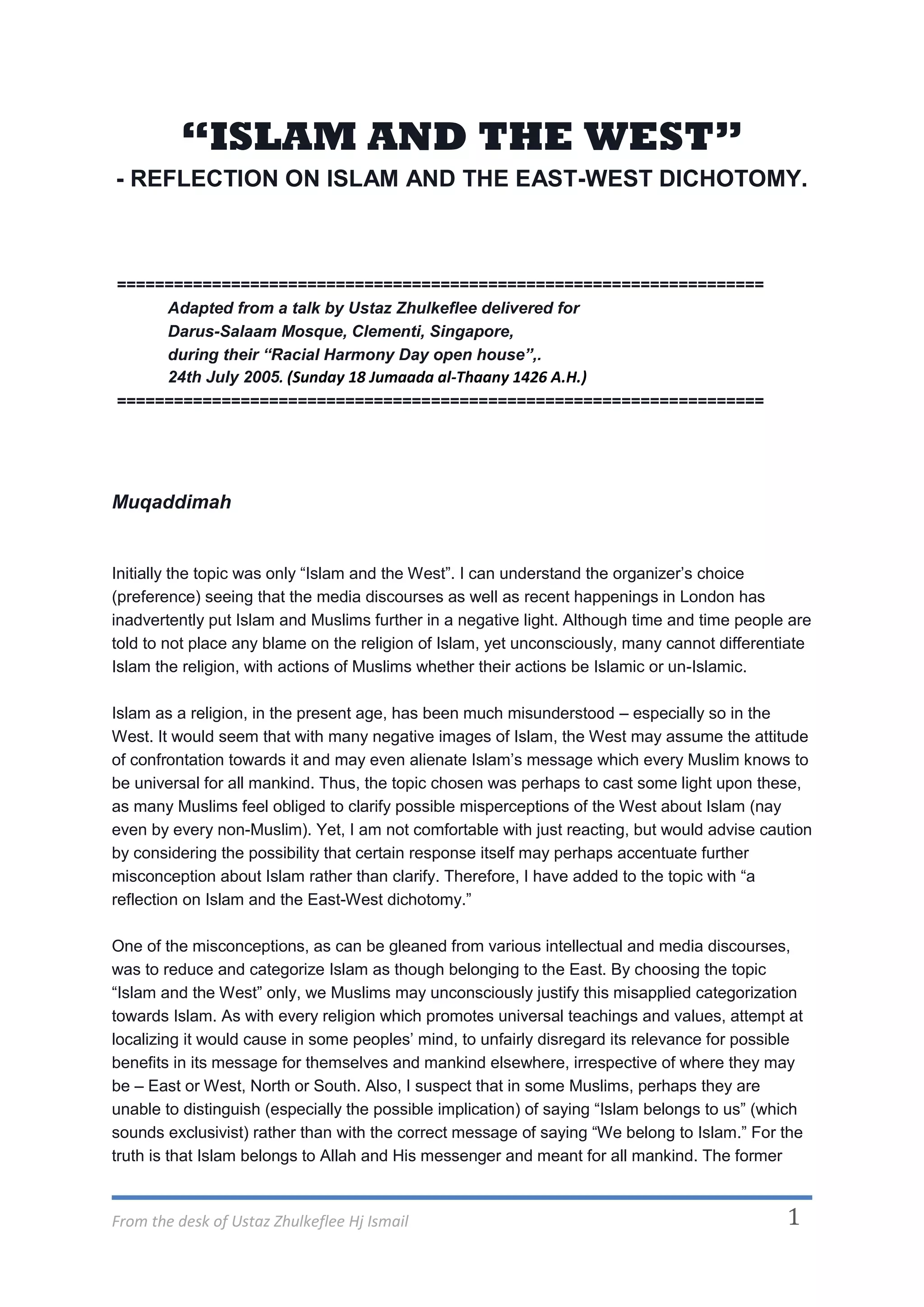 Islam and the west | PDF