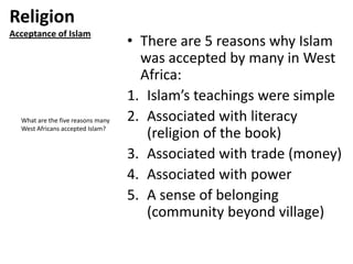 Islam and West Africa Lesson 4 - Religion (Influence) | PPT