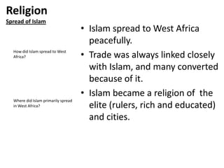 Islam and West Africa Lesson 4 - Religion (Influence) | PPT