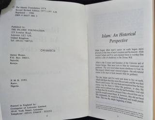 Islam an historical perspective by abul alaa mawdudi | PDF