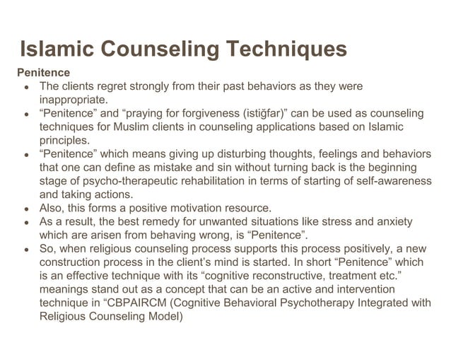 Islam Counseling and Psychotherapy.pptx | Islam | Religion & Spirituality