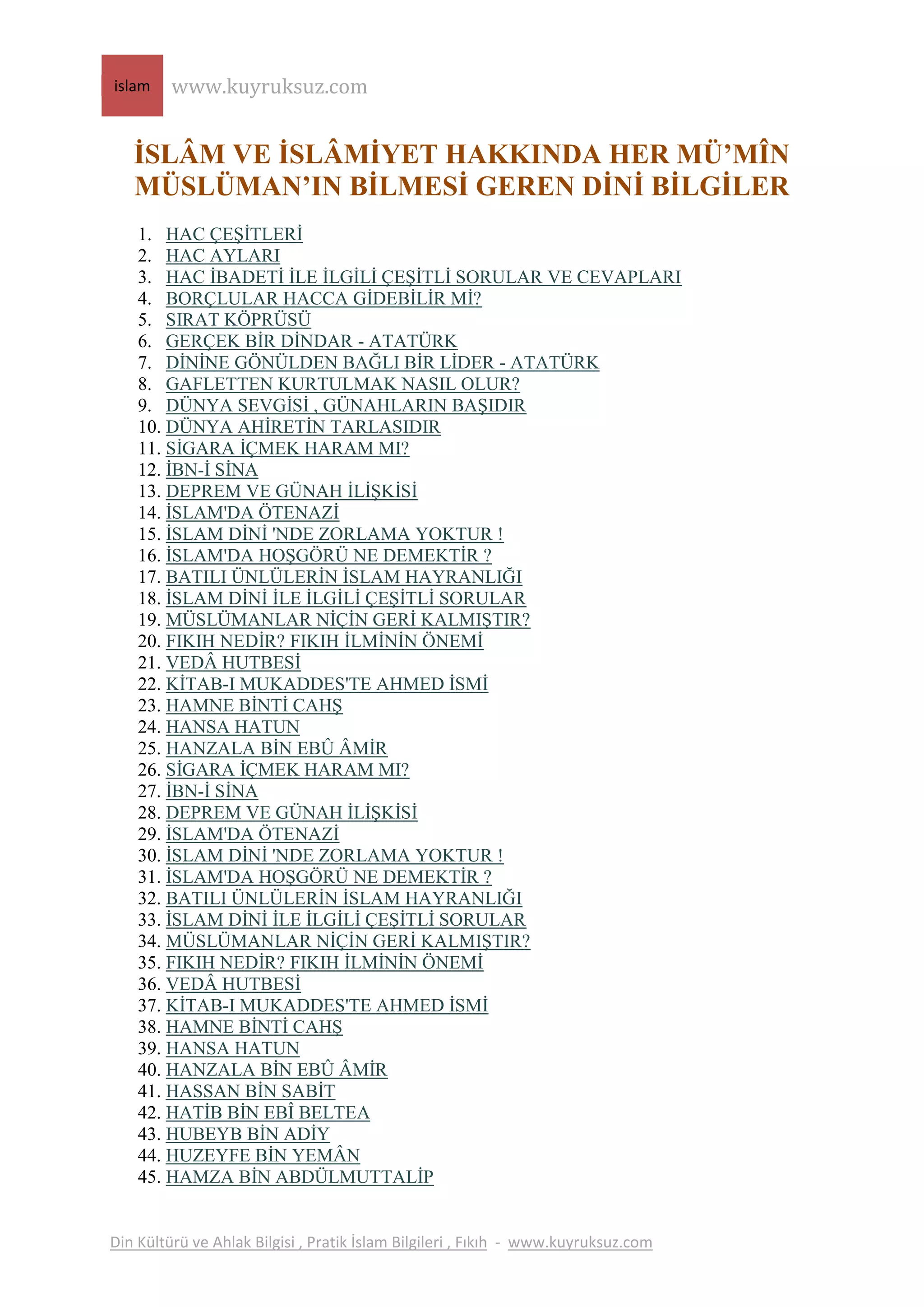 Islam dini ve islami bilgiler | PDF