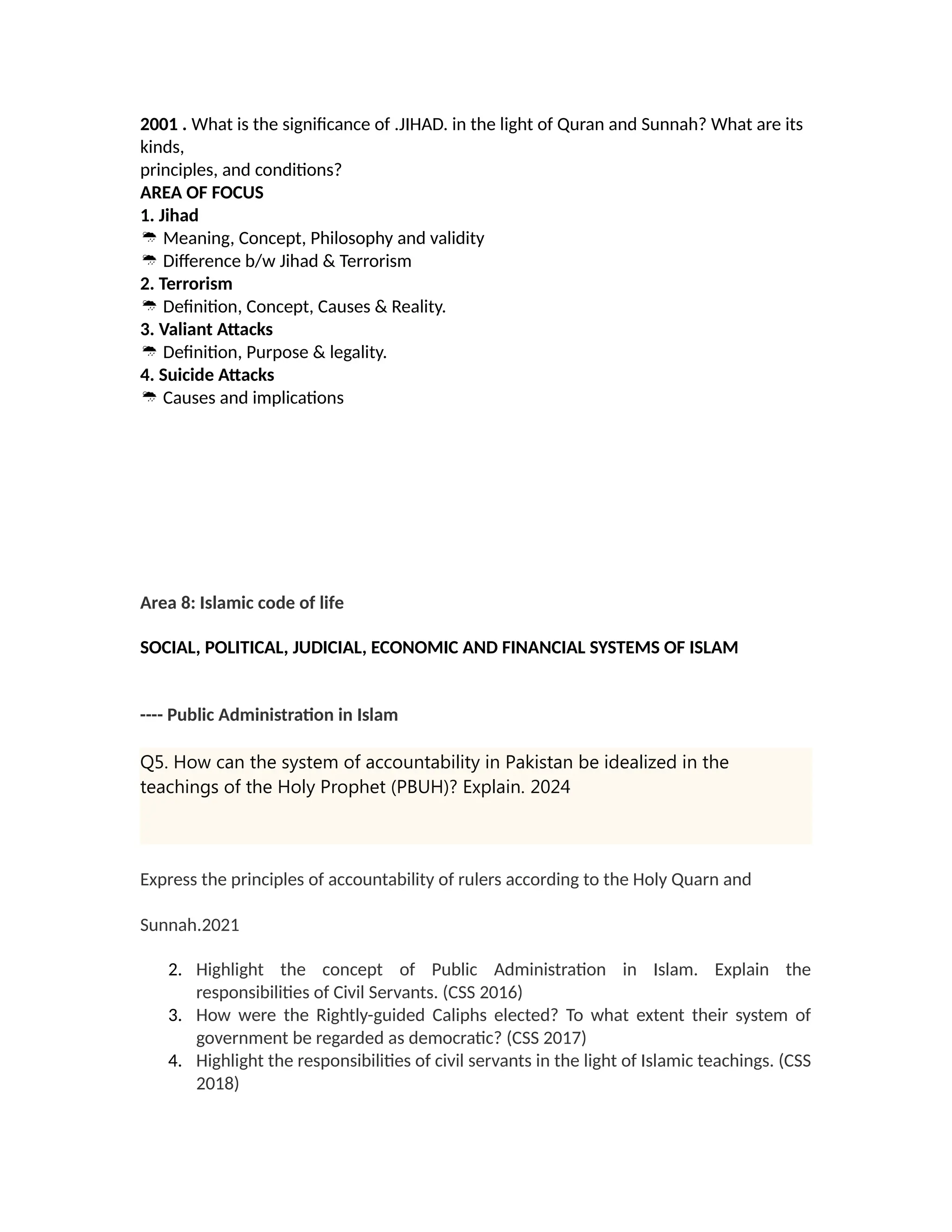 CSS Islamiat Past Paper Analysis (Topic-wise) 2000-2024 by Syed Adnan Shah.docx