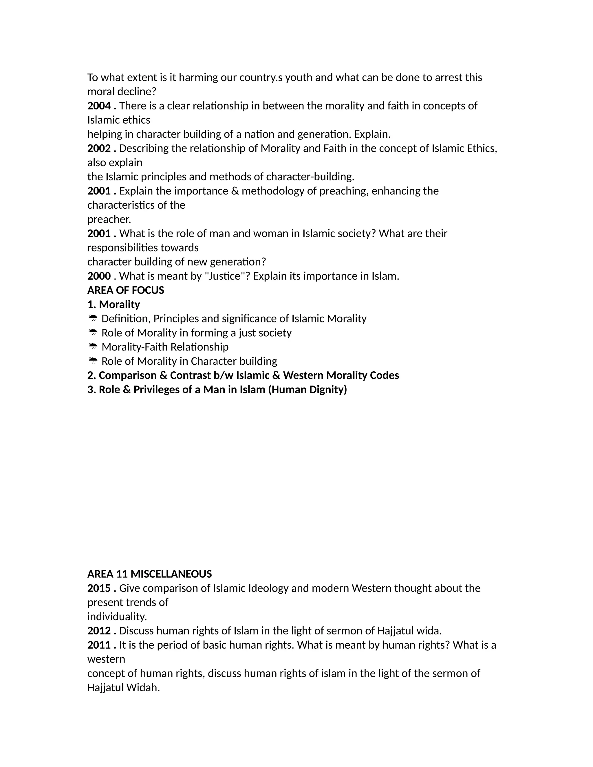 CSS Islamiat Past Paper Analysis (Topic-wise) 2000-2024 by Syed Adnan ...
