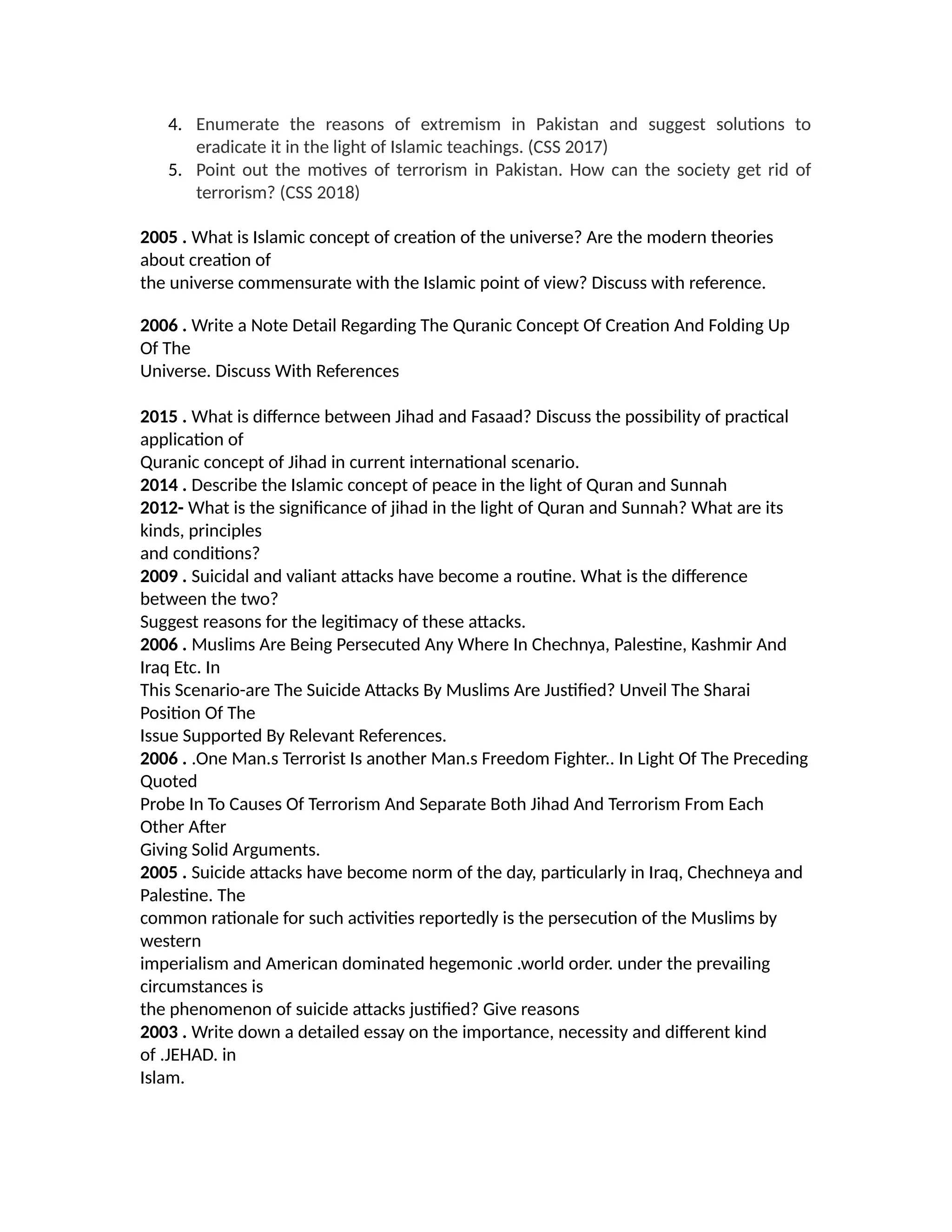 CSS Islamiat Past Paper Analysis (Topic-wise) 2000-2024.docx