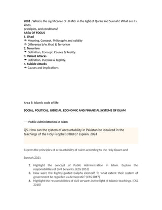 CSS Islamiat Past Paper Analysis (Topic-wise) 2000-2024 by Syed Adnan ...