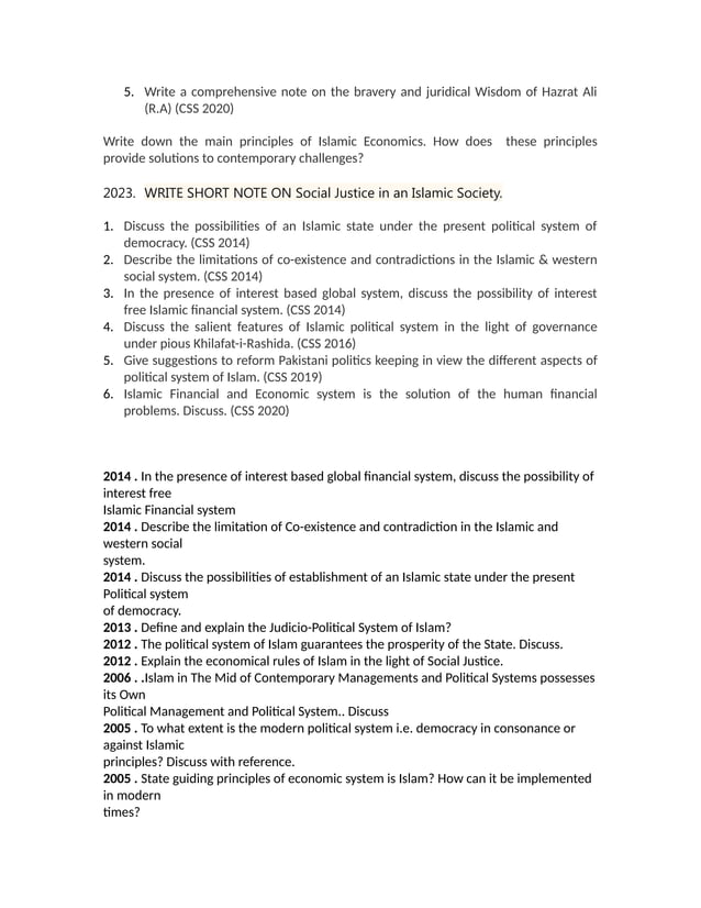 CSS Islamiat Past Paper Analysis (Topic-wise) 2000-2024 by Syed Adnan ...