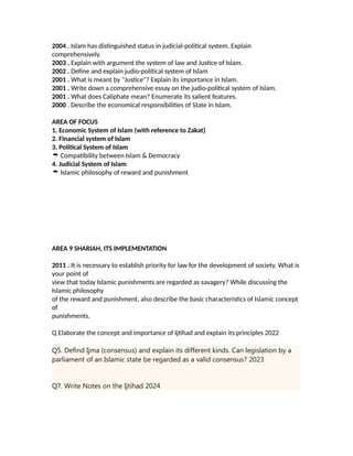 CSS Islamiat Past Paper Analysis (Topic-wise) 2000-2024.docx