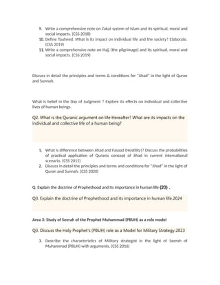 CSS Islamiat Past Paper Analysis (Topic-wise) 2000-2024.docx