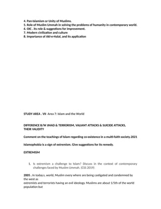 CSS Islamiat Past Paper Analysis (Topic-wise) 2000-2024.docx