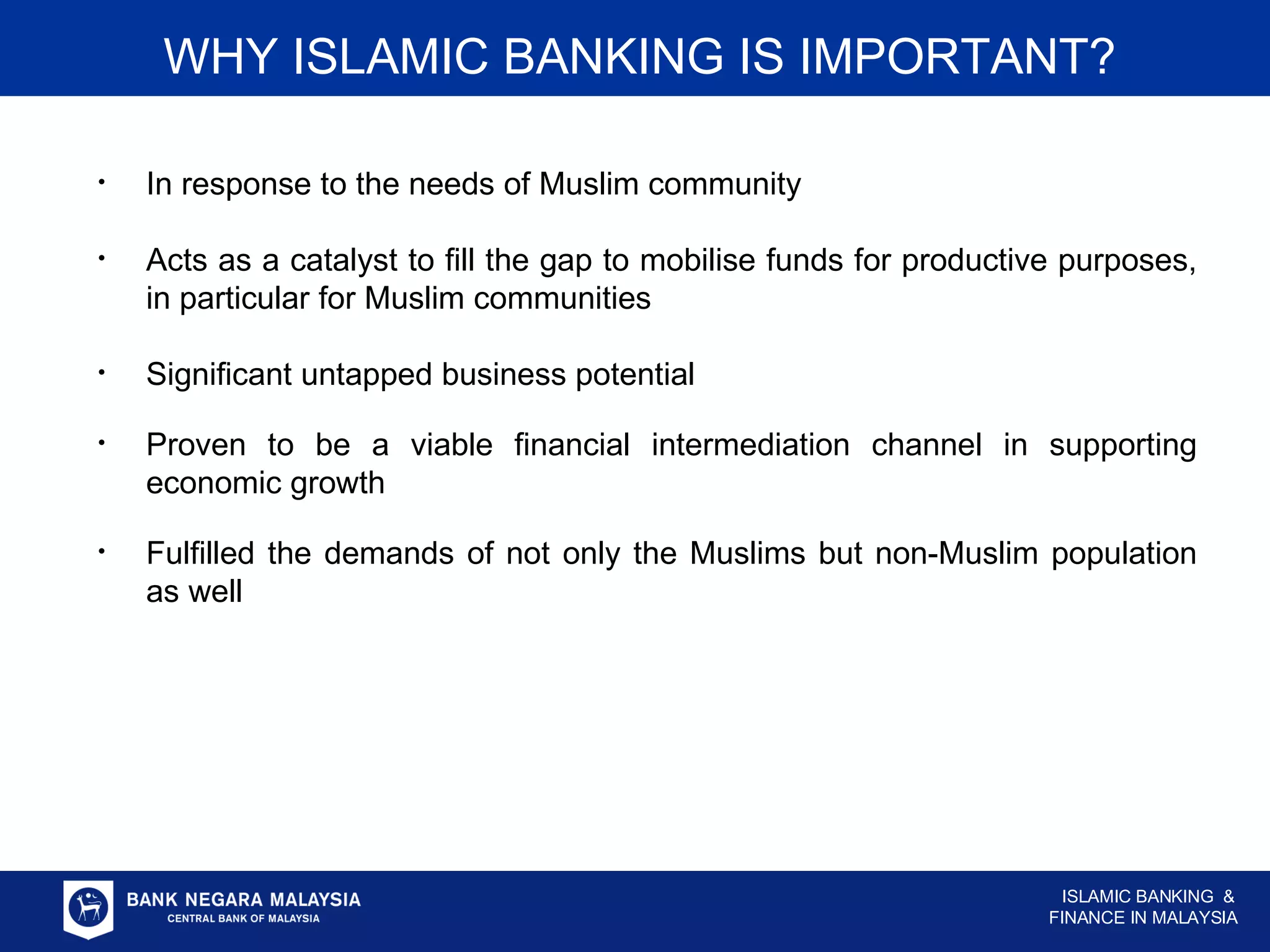 ISLAMIC BANKING AND FINANCE: MALAYSIA’S EXPERIENCE AND ACHIEVEMENTS | PPT