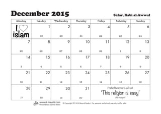 Islamic calendar-2015 | PDF
