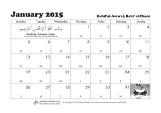 Islamic calendar-2015 | PDF