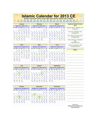 Islamic calendar-ummulqura-2013 | PDF