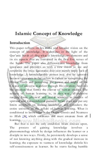 Islamic Concept of Knowledge | PDF