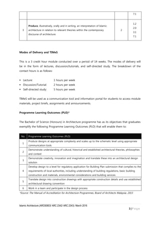 Islamic architecture module outline march 2016 | PDF