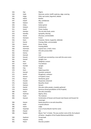 Muslim (Islamic) baby names | PDF