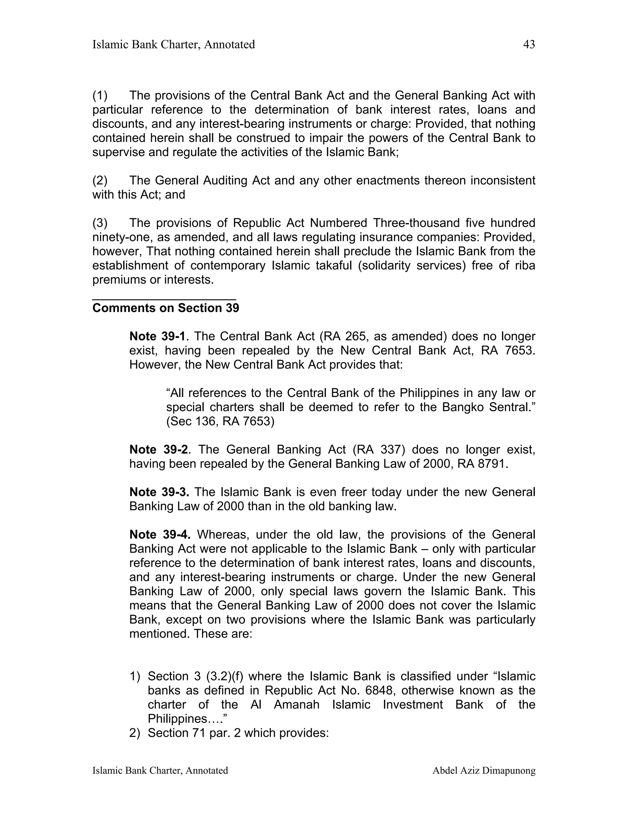 Islamic bank charter annotated | PDF