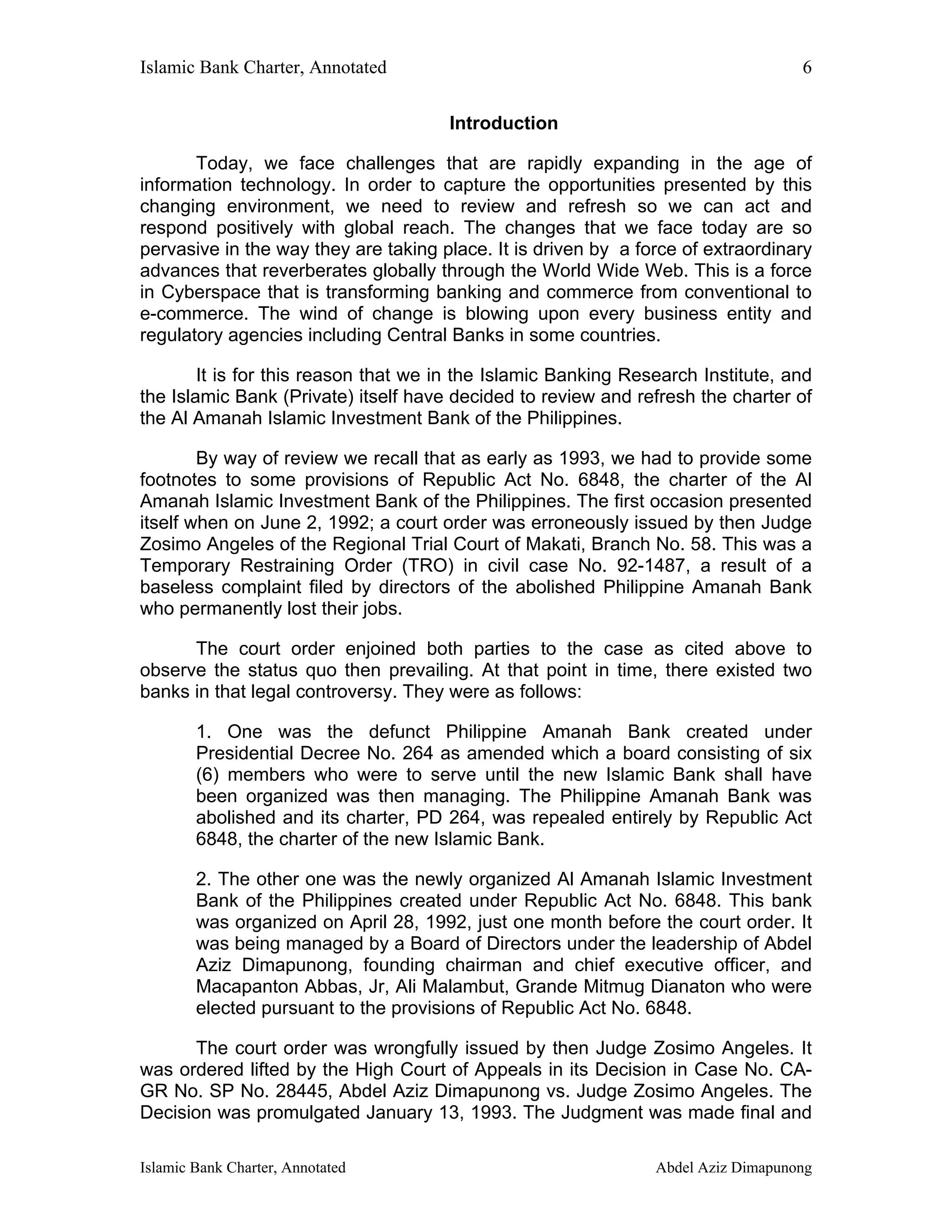 Islamic bank charter annotated | PDF