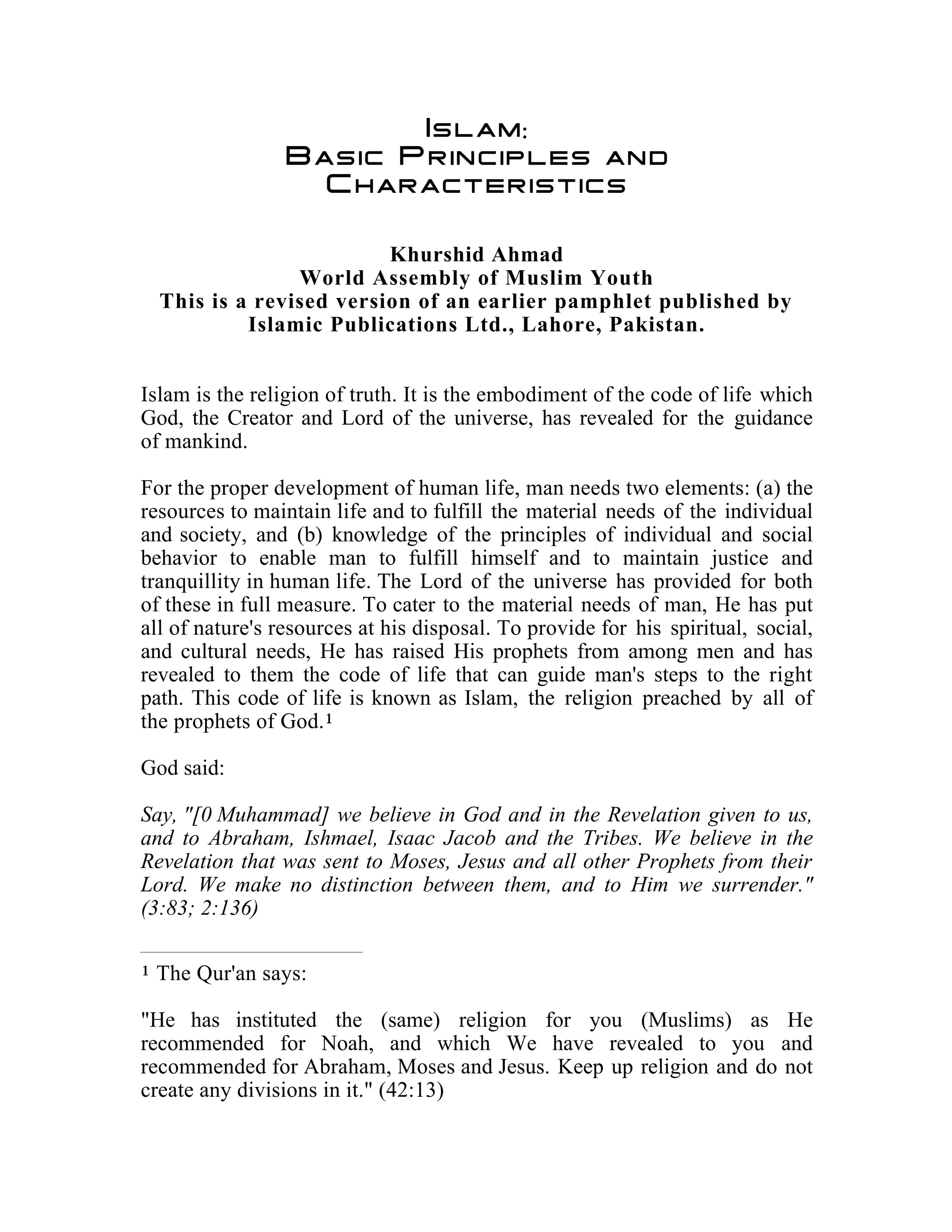 Islamic basic principles_and_characteristics | PDF